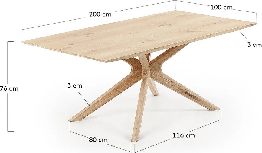 Jídelní stůl s deskou v dubovém dekoru 100x200 cm Armande – Kave Home