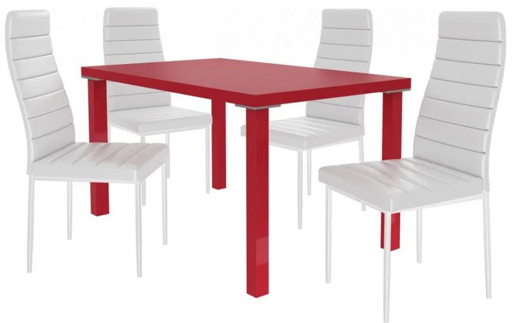 Jídelní set Moderno 1+4 židlí - červená/bílá