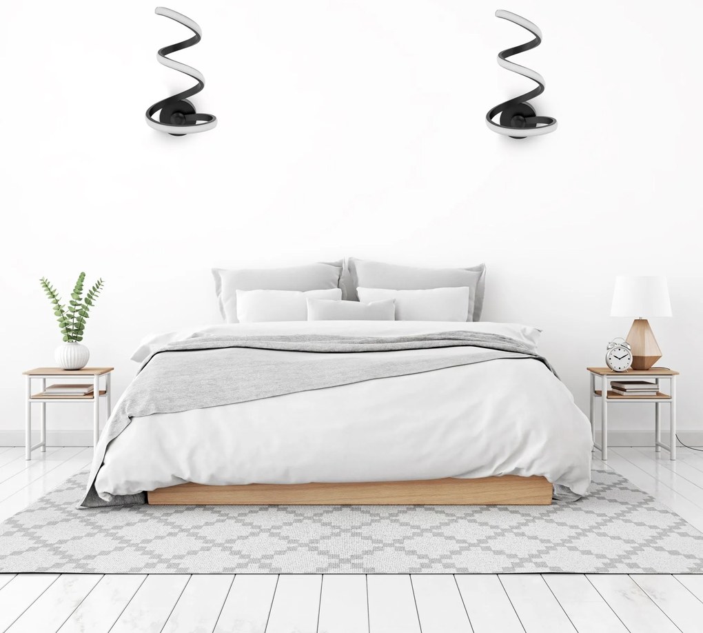 Toolight - LED nástěnná lampa SPRING UP APP829-W, černá matná, OSW-09181