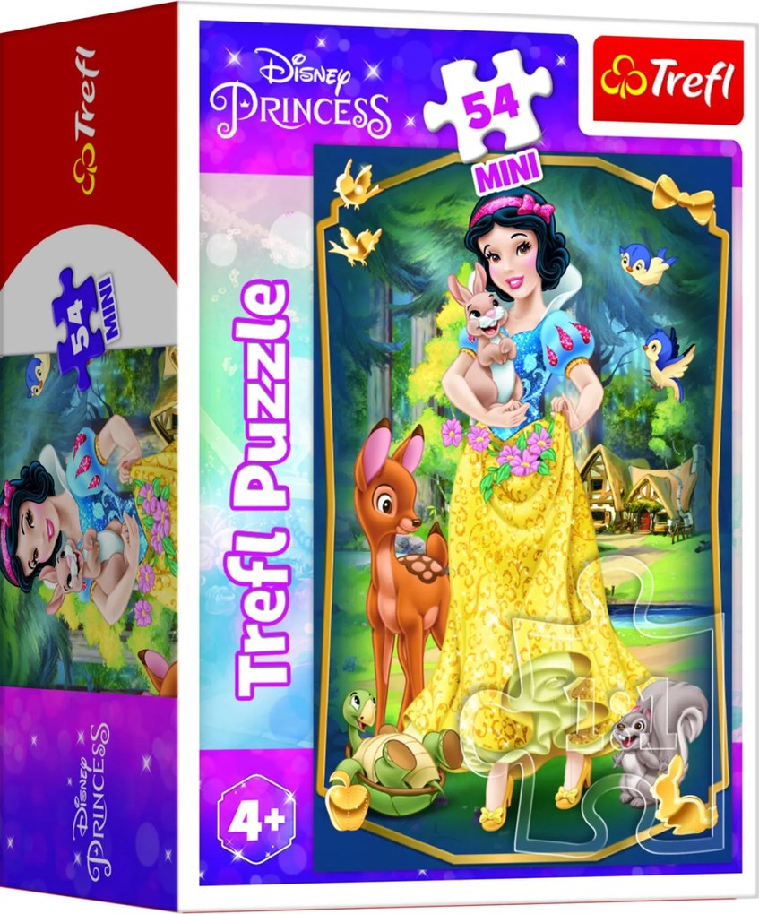 Trefl Minipuzzle Krásné princezny/Disney Princess 54dílků 4 druhy v krabičce 6x9x4cm 40ks v boxu