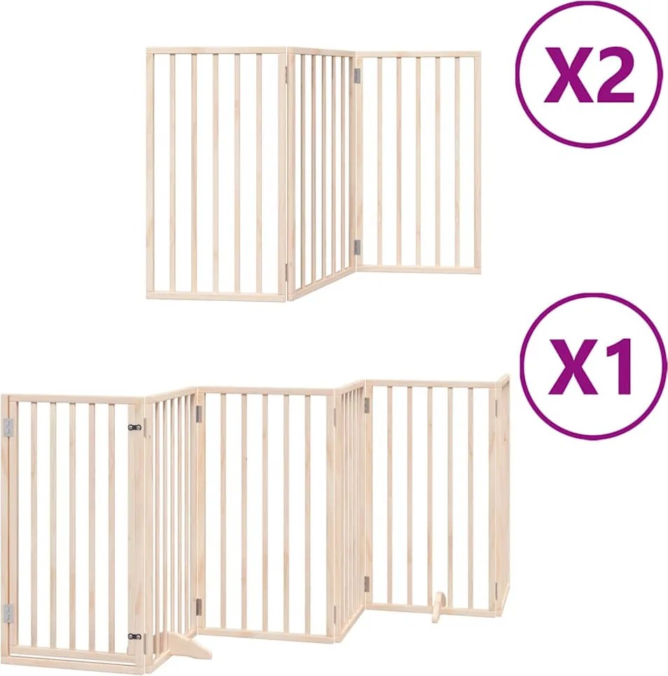 Zábrana pro psy s dvířky skládací 12 panelů 600 cm topol 3155533