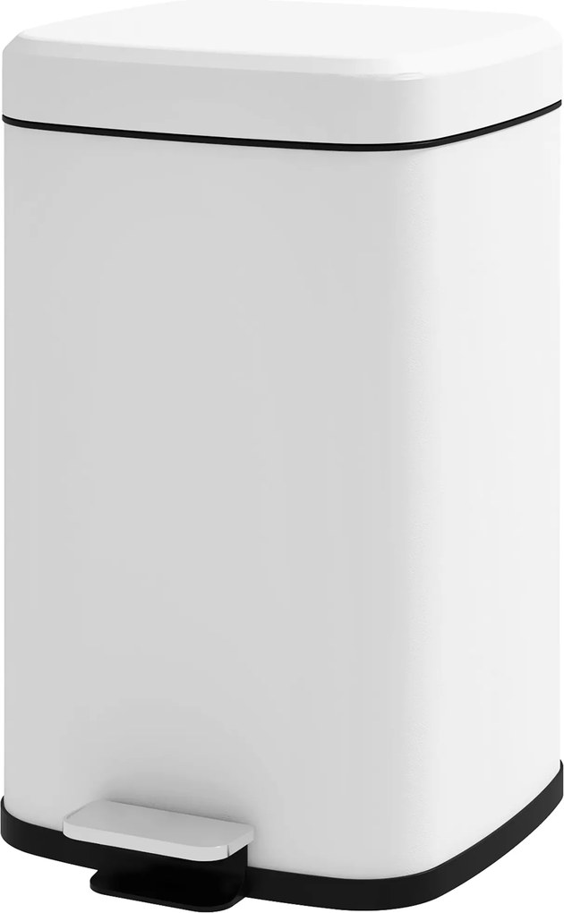 HOMCOM 20L Pěnový Odpadkový Koš z Nerezové Oceli s Tichým Víkem, Kompaktní, Odnímatelný Vnitřní Kbelík, 28L x 35Š x 45V cm, Bílý