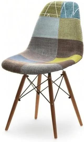 design4life Jídelní židle MALWA patchwork, masiv, ořech
