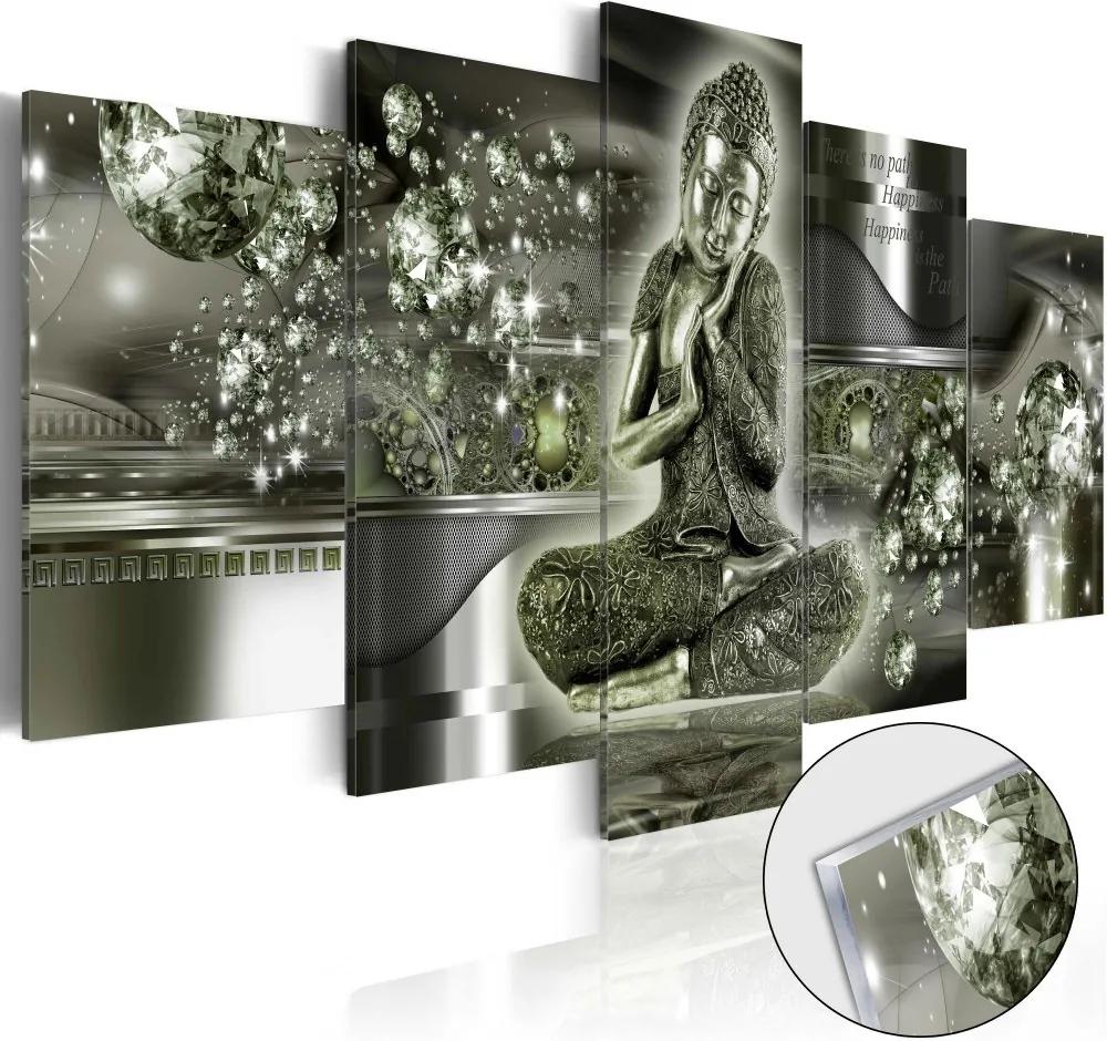 Obraz na skle Bimago - Emerald Buddha 100x50 cm