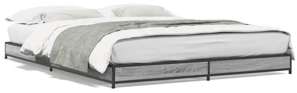 Rám postele šedý sonoma 135 x 190 cm kompozitní dřevo a kov,  845164