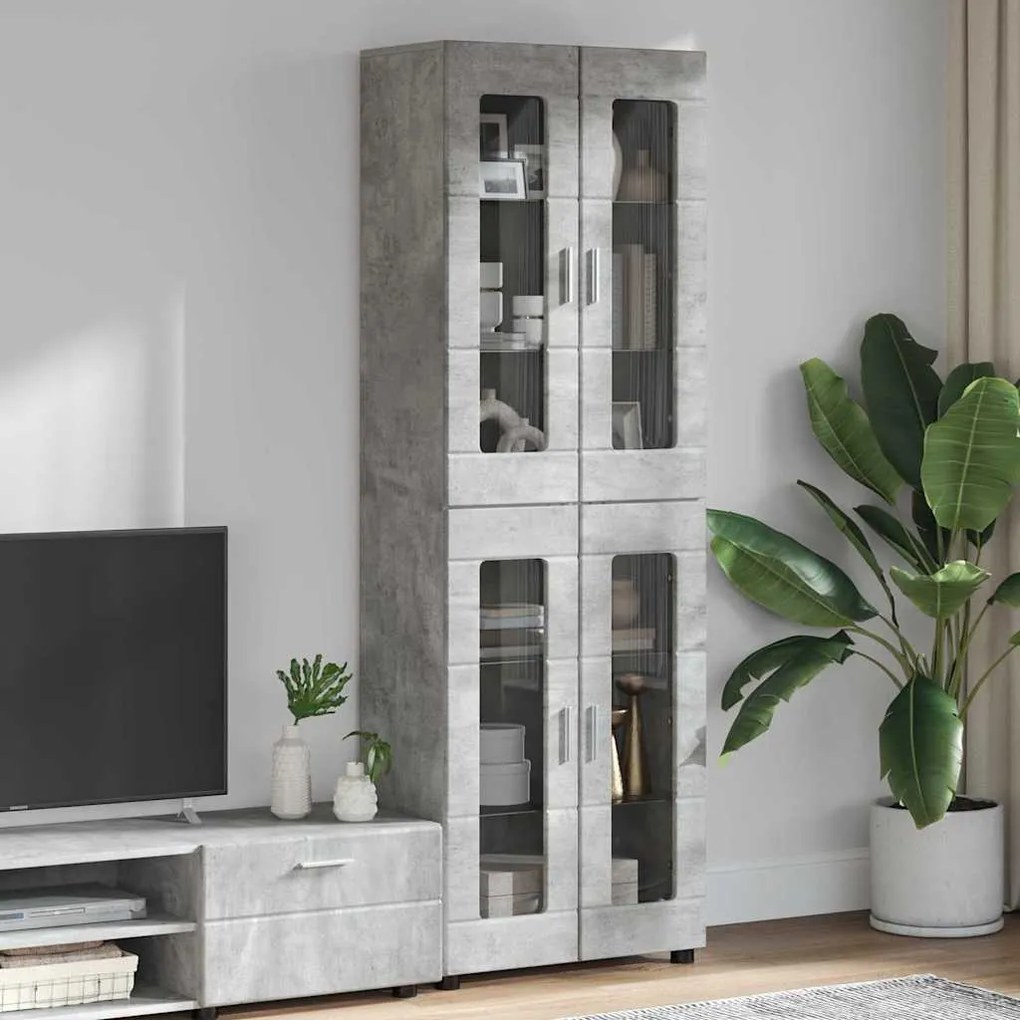 Vysoký bufet FLORIN 60 x 35 x 182 cm Betonově šedá 3397907