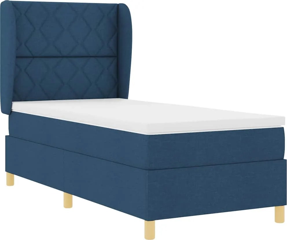 Postel s boxspringem s čelo Modrá 190 x 90 cm textil 3340794