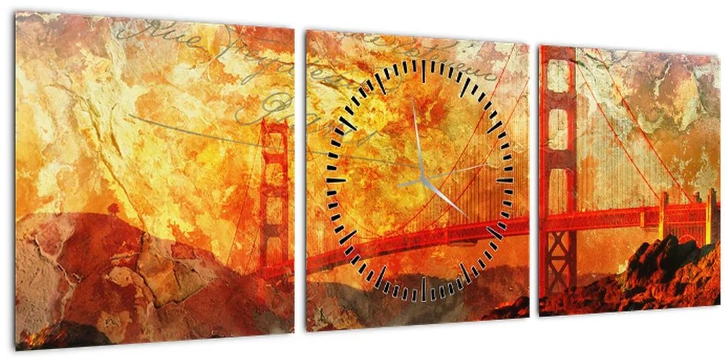 Obraz - Golden Gate, San Francisco, Kalifornie (s hodinami) (90x30 cm)