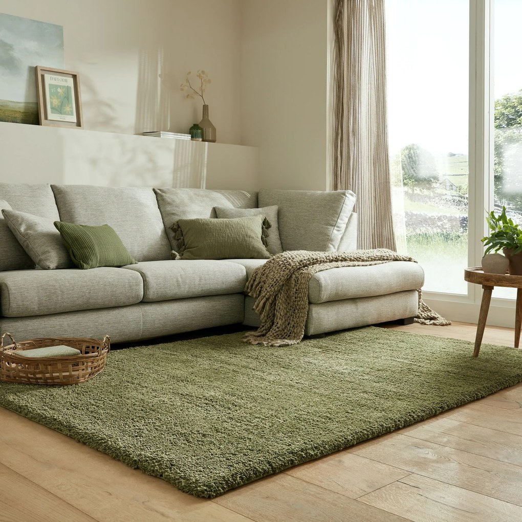 Flair Rugs, Kusový koberec Shaggy Teddy Olive, 160x230, zelená, ložnice