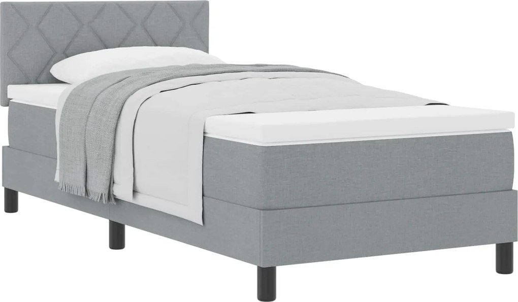 Postel s boxspringem s čelo Světle šedá 90 x 200 cm textil 3338734