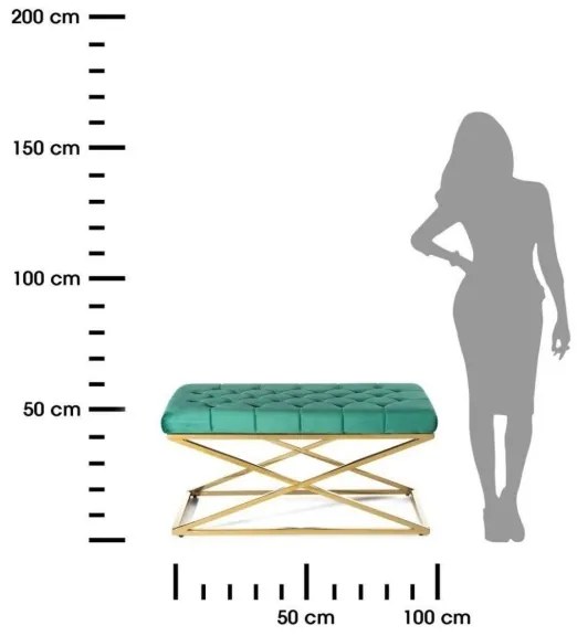 Prošívaná lavice SALIBA 50x97 cm zlatá/zelená