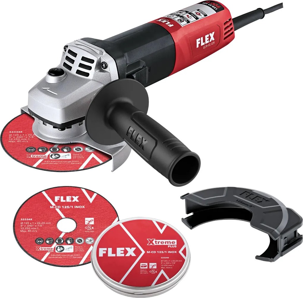 Flex | Úhlová bruska LE 9-11 s regulací otáček 900 W/125 mm - Akce kotouče