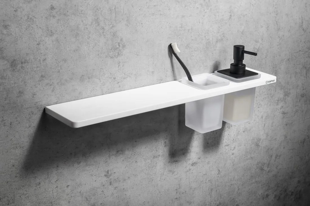 Sapho Sapho, ABELINE rohová police Rockstone 250x250mm, bílá matná, AE250-0101