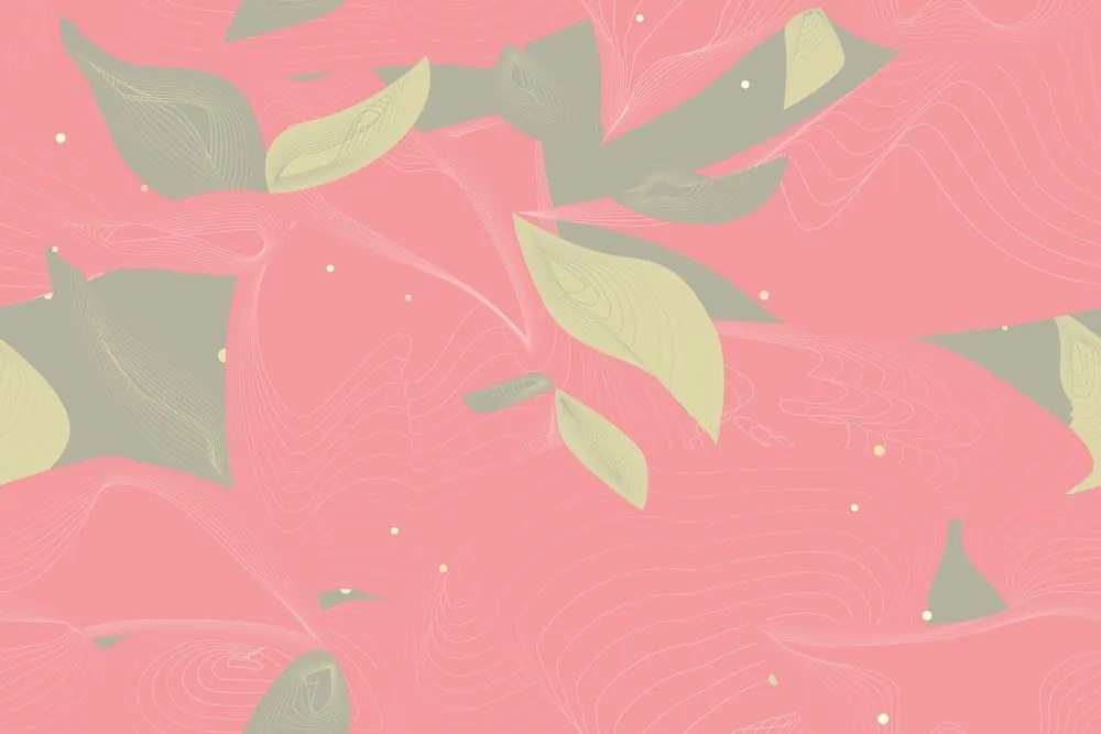 Tapeta vrstvené listy v růžovém