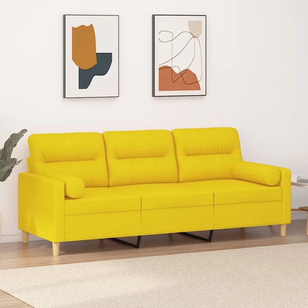 3místná pohovka s polštáři světle žlutá 180 cm textil 3200834