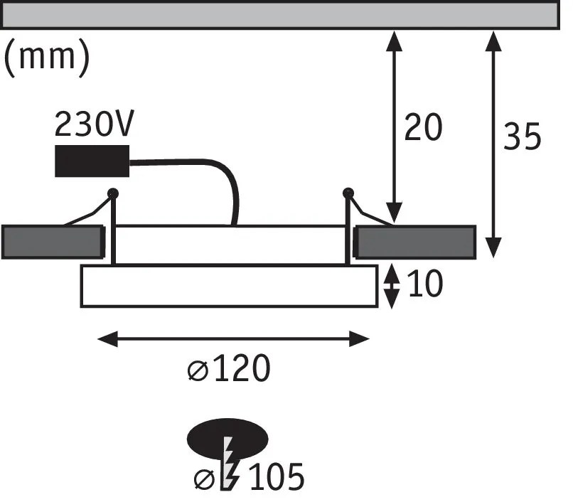 Paulmann 92944 Areo, bílé polozapuštěné svítidlo, 8W LED 3000K, prům. 12cm, IP23