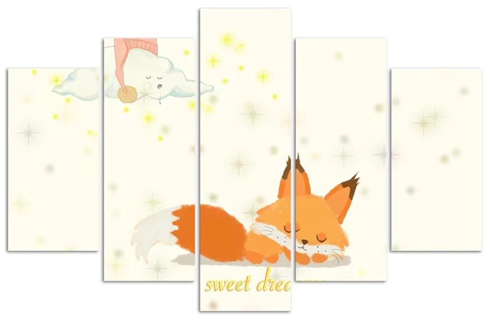 Gario Obraz na plátně Sladké sny lišky - 5 dílný Rozměry: 100 x 70 cm