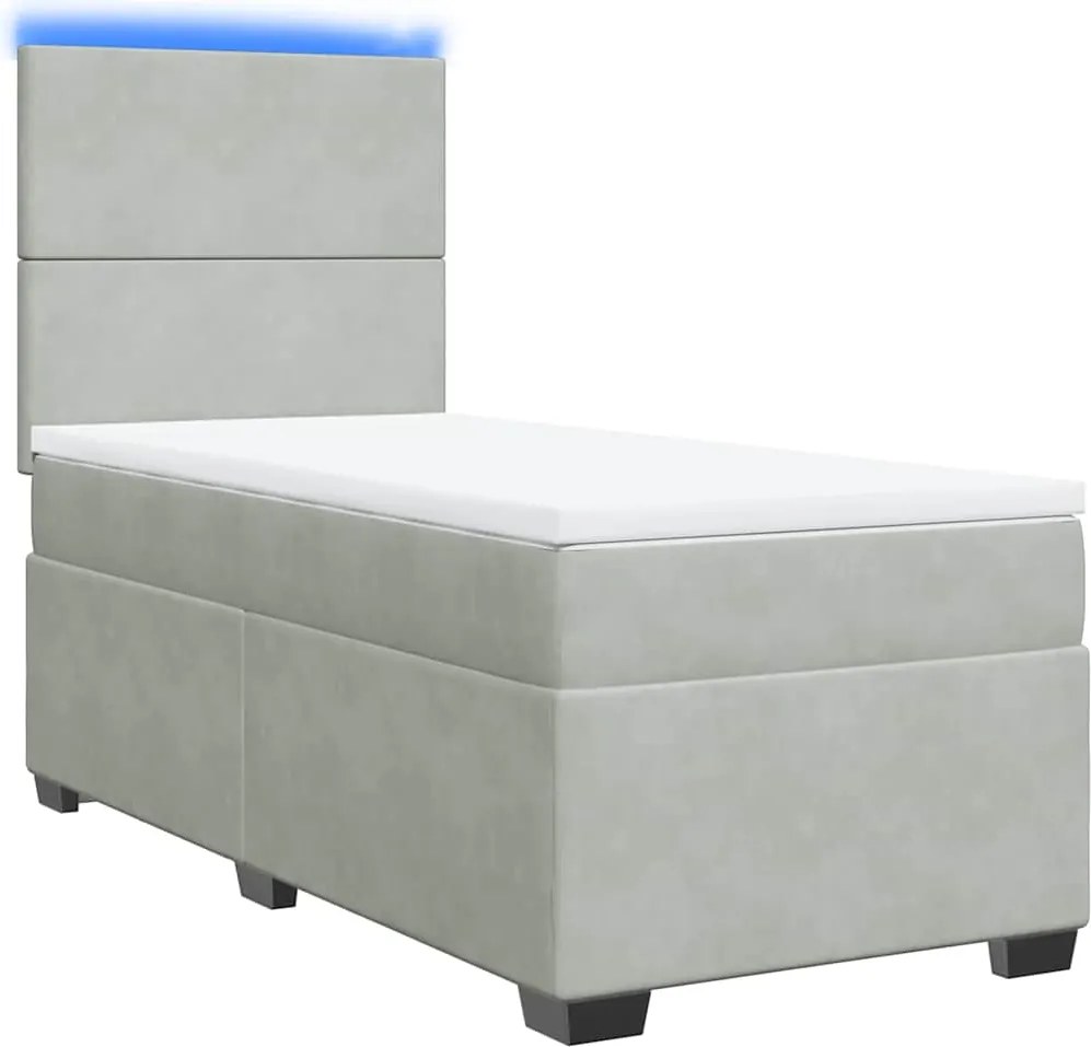 Box spring postel s matrací světle šedá 100x200 cm samet 3293128