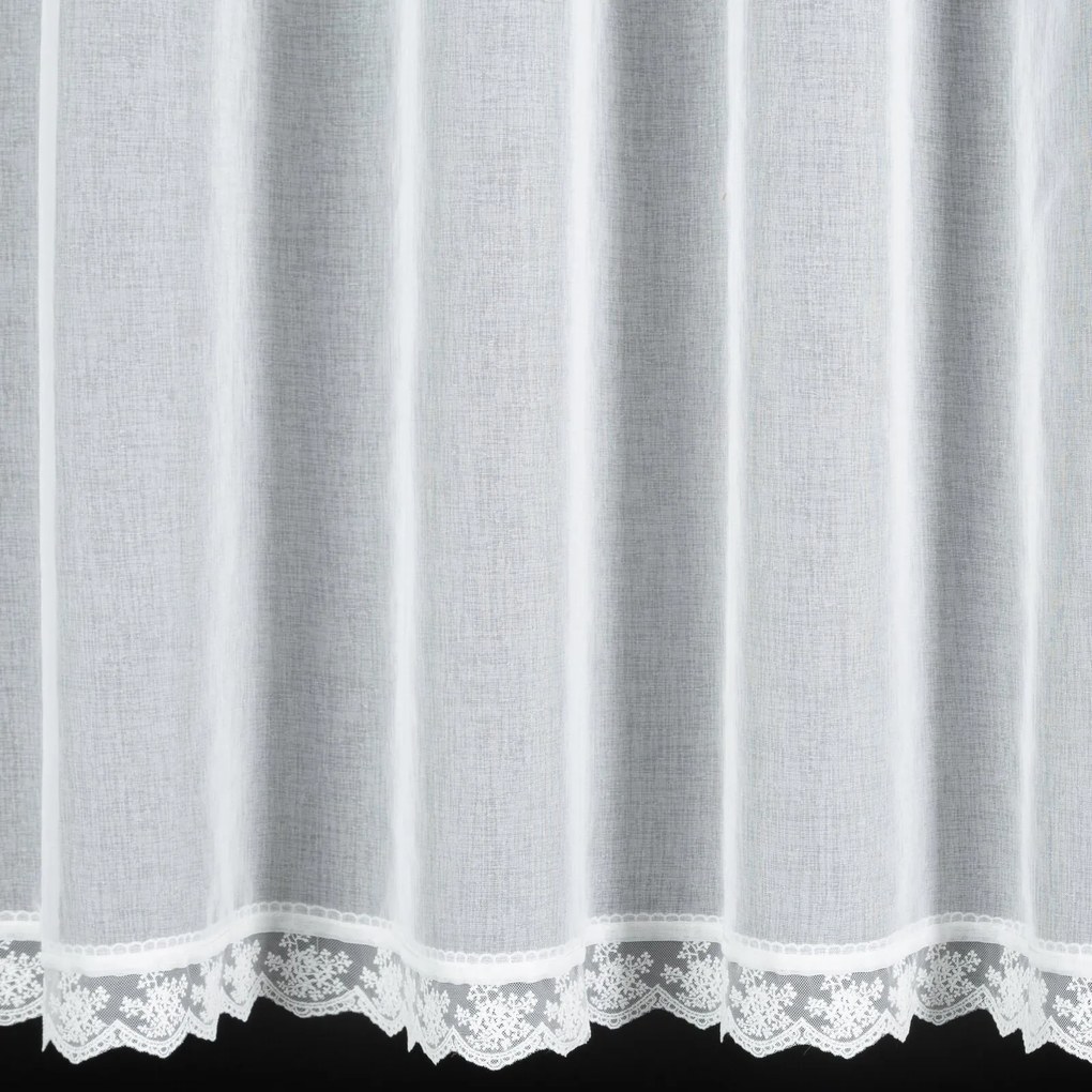 KRÁTKÁ ZÁCLONA NA KROUŽCÍCH SUZAN 350X140 CM BÍLÁ