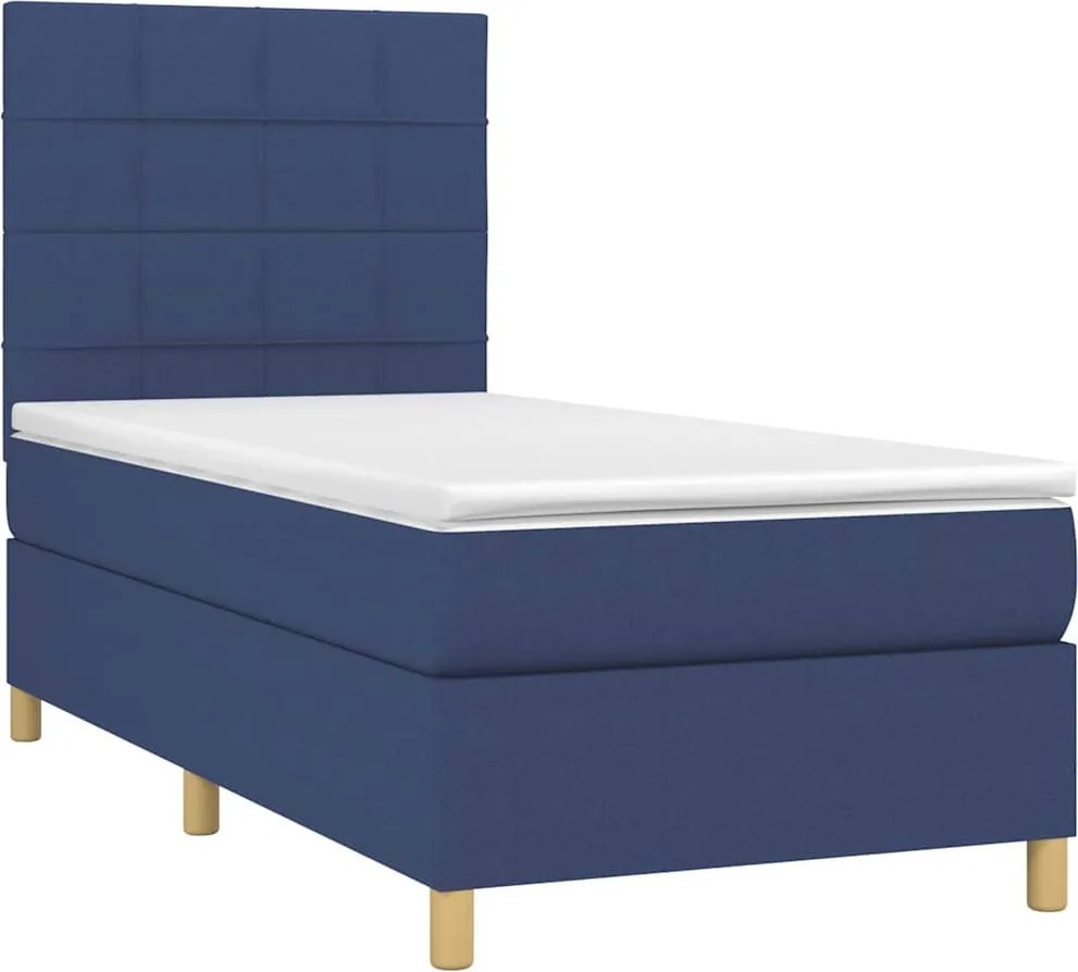 Box spring postel s matrací a LED modrá 90x200 cm textil 3135411