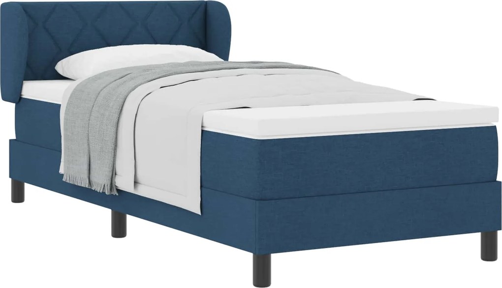 Postel s boxspringem s čelo Modrá 90 x 200 cm textil 3340072