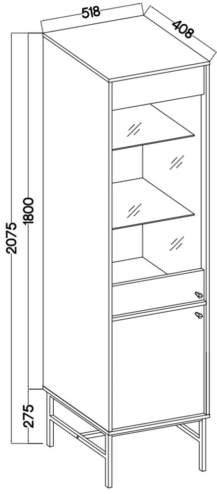 TOKYO 3 e | vitrína 101 | 51,8 cm | eukalyptová/černá