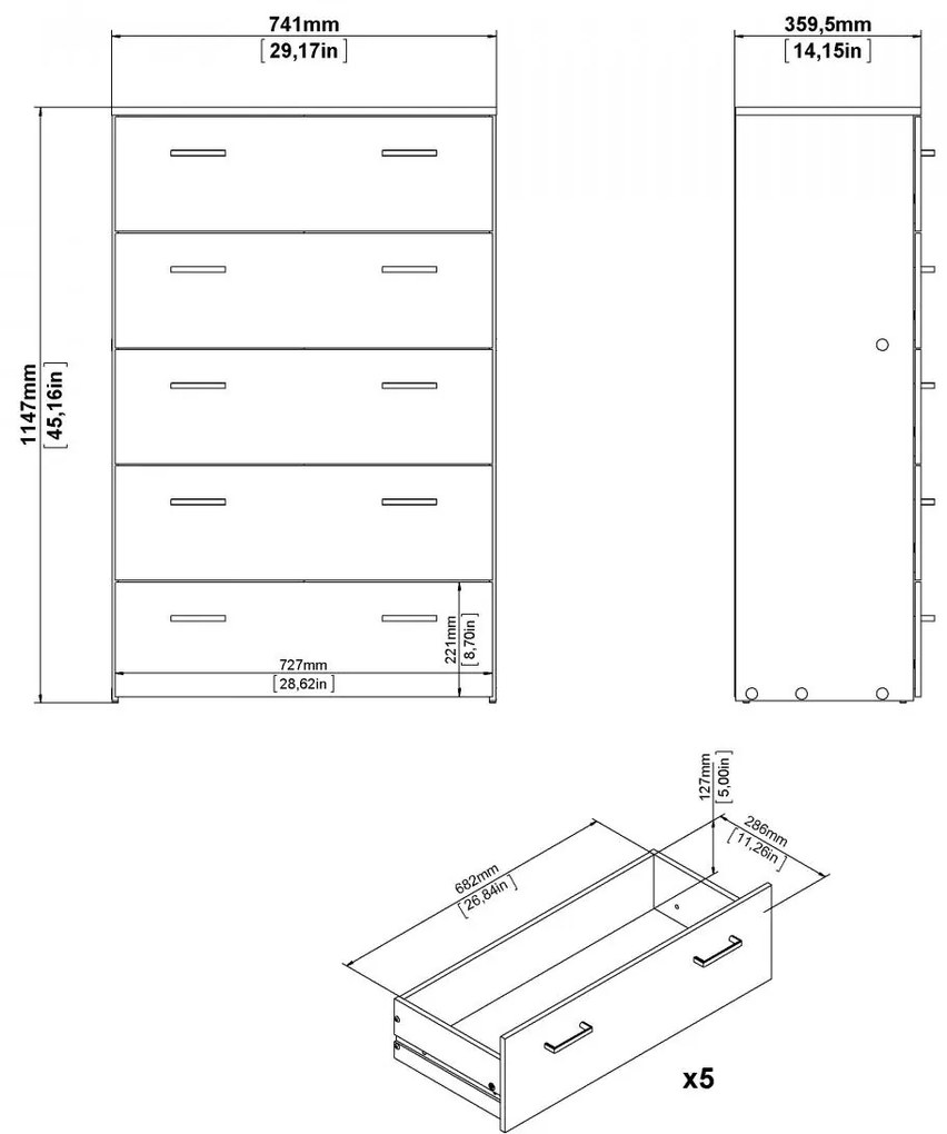 Tvilum Komoda Sid 5S bílá