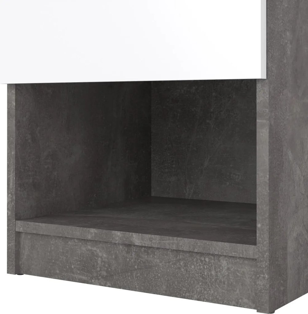 FALCO Noční stolek Simplicity 238 beton/bílý lesk