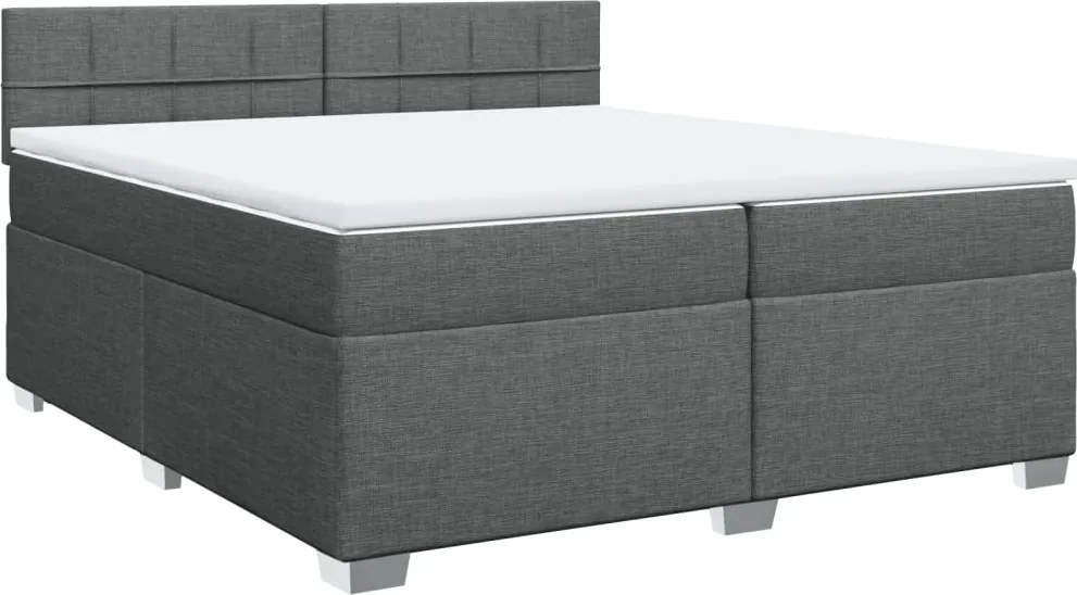 Box spring postel s matrací tmavě šedá 200x200 cm textil 3288296