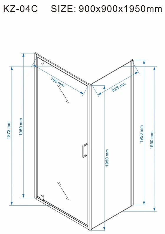 BPS-koupelny Čtvercový sprchový kout HYD-SK1390B 90x90 chrom/transparent + vanička HYD-SSV-RIKO černá