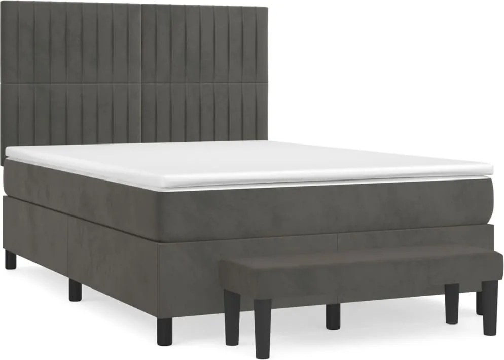 Box spring postel s matrací tmavě šedá 140x200 cm samet 3137966