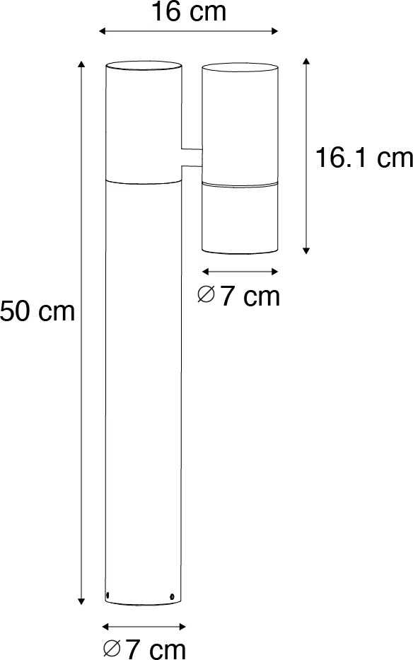 Venkovní lampa černá s hrotem do země a kabelovou průchodkou 50 cm IP44 - Solo Deluxe