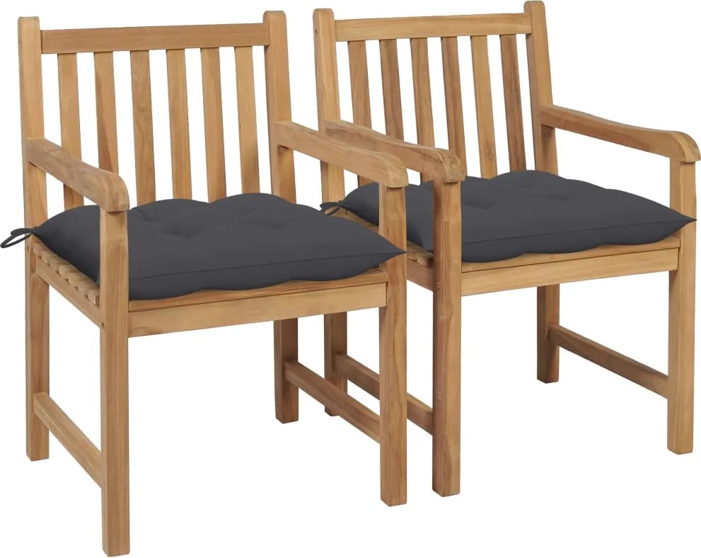 Zahradní židle 2 ks antracitové podušky masivní teak 3062745