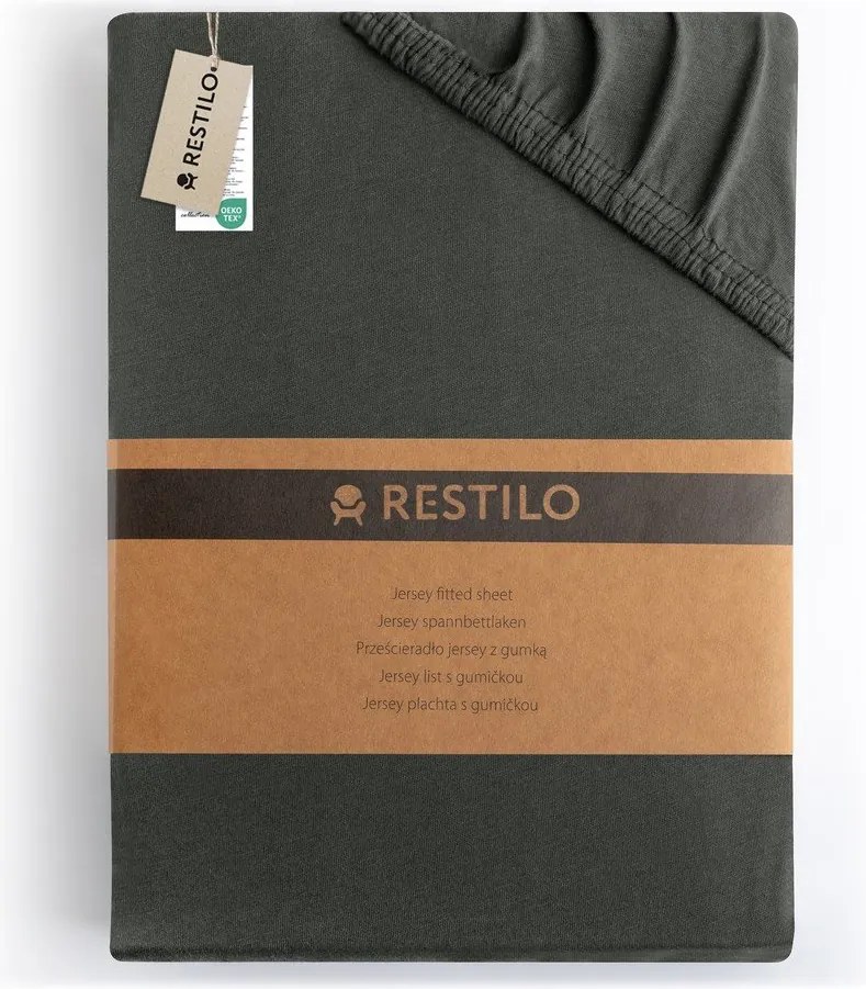 Tmavě šedé napínací prostěradlo jersey 180x200 cm Amber – Restilo