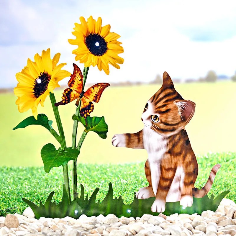 Dekorace "Solární květina s koťátkem"