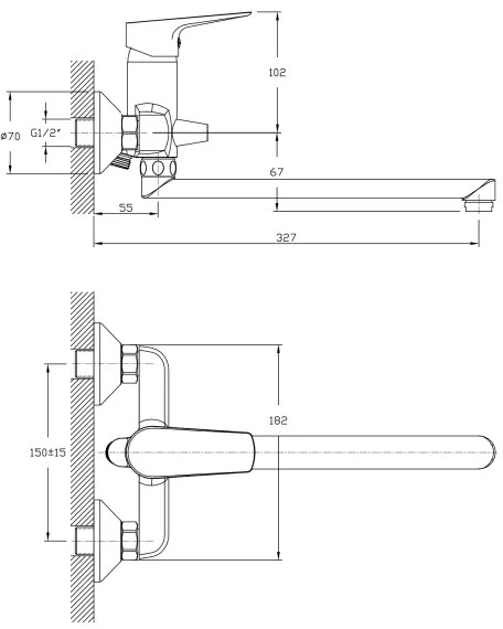 Aqualine - Umyvadlová/vanová baterie LOTTA lesklý chrom
