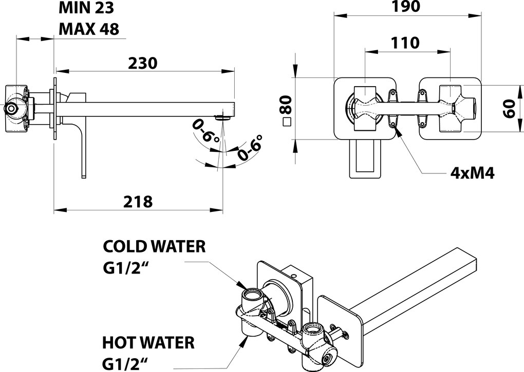 Sapho Forata umyvadlová baterie podomítková černá FT118/15