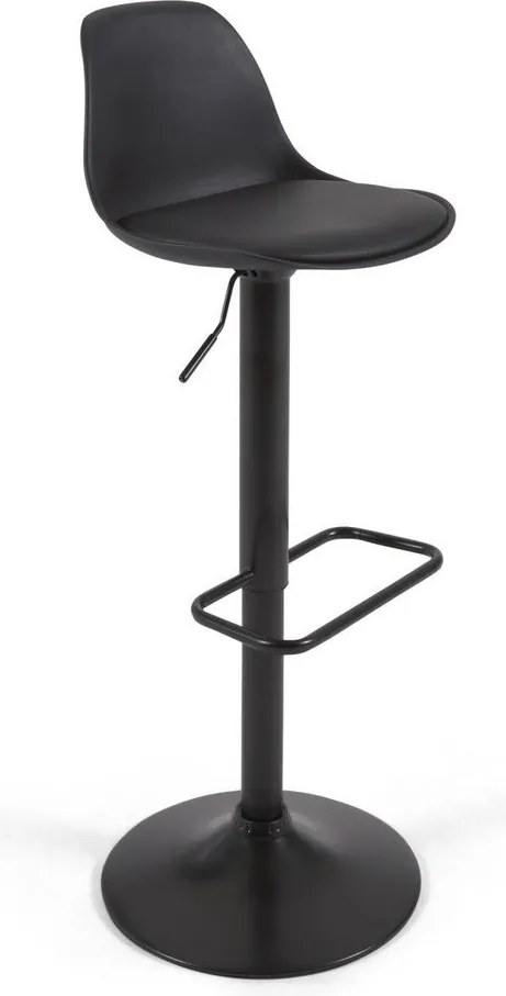 Matně černá barová židle s nastavitelnou výškou z imitace kůže (výška sedáku 60 cm) Orlando-T – Kave Home
