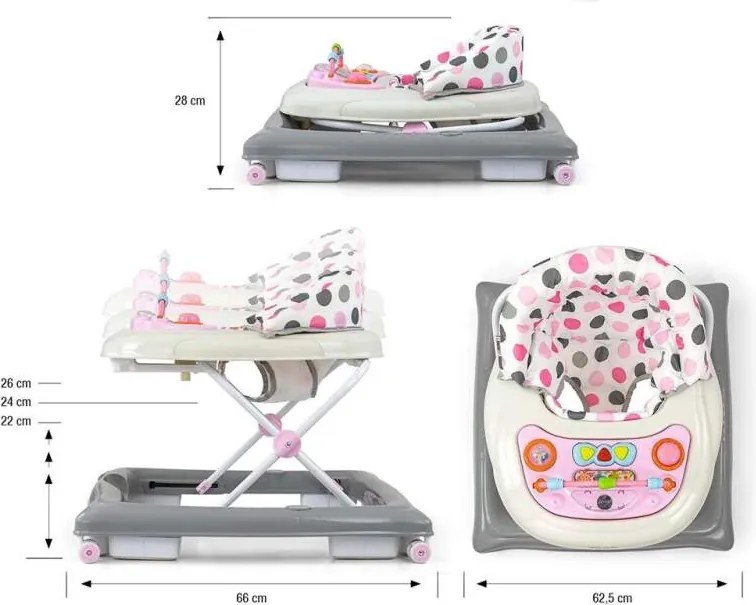 Dětské chodítko Milly Mally Patrol Pastel Dots