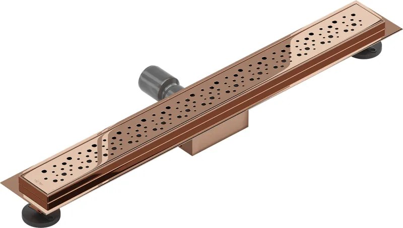 Mexen Flat, lineární podlahový žlab 60 cm, M12, růžové zlato, 1621060-15