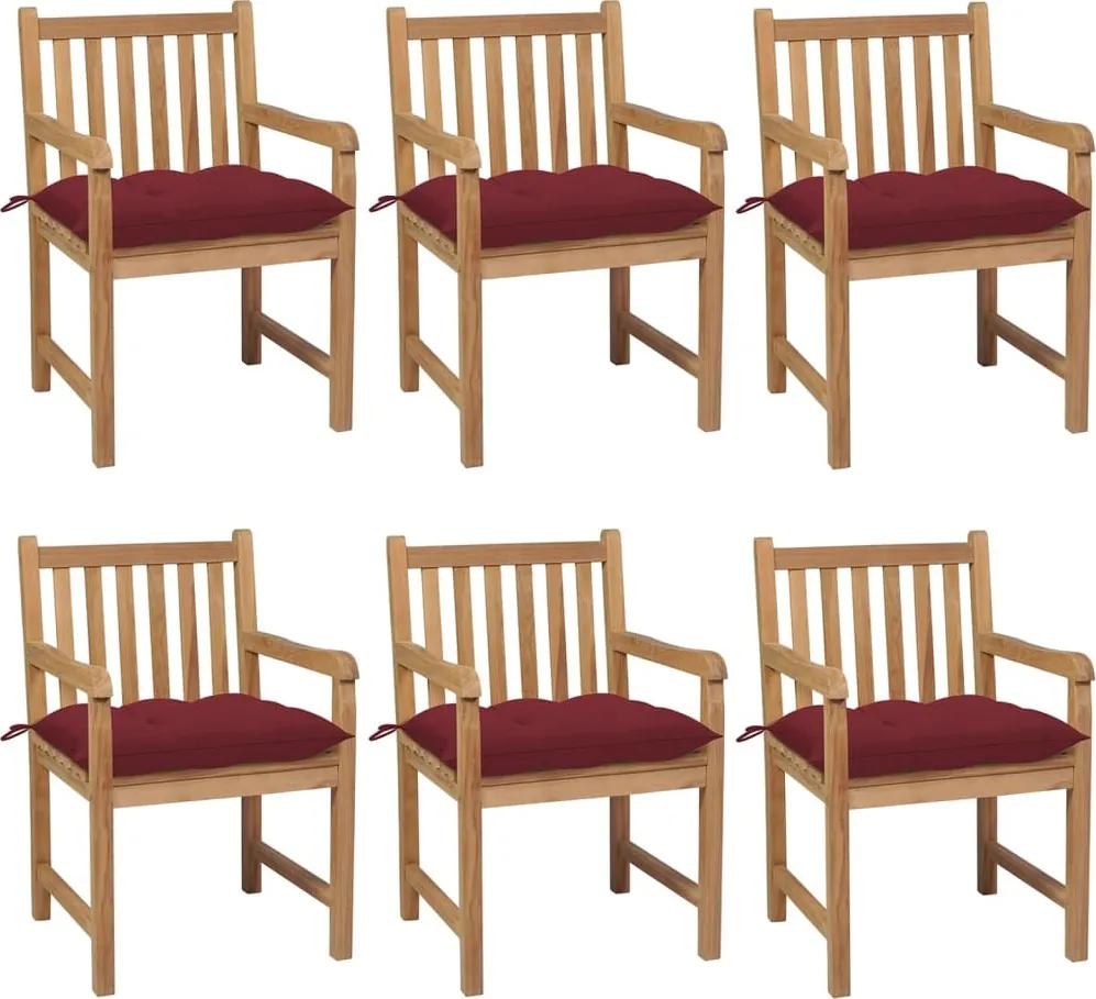 vidaXL Zahradní židle 6 ks podušky masivní teakové dřevo [3073050] Barva: Šedá
