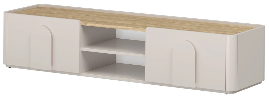 TV stolek Amilio 170 cm - kašmírová / dub olejovaný / kašmírové úchytky