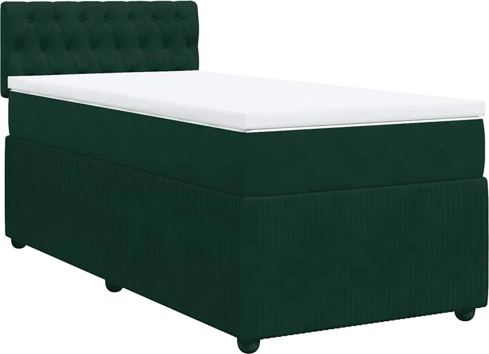 Box spring postel s matrací tmavě zelená 80 x 200 cm samet 3289899