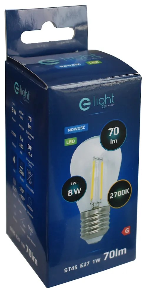 Dekorační LED žárovka E27 teplá 2700k 1w 70 lm