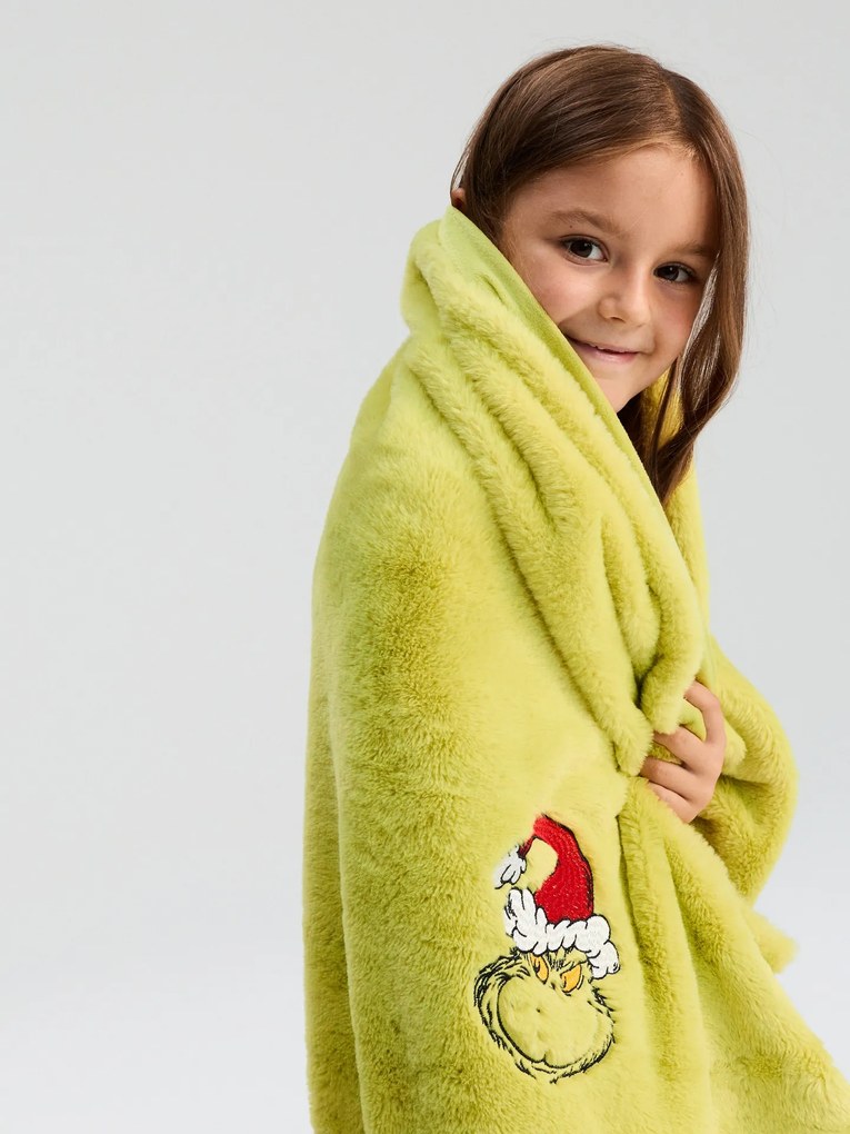Sinsay - Dětská vánoční deka s výšivkou Grinch - neonová