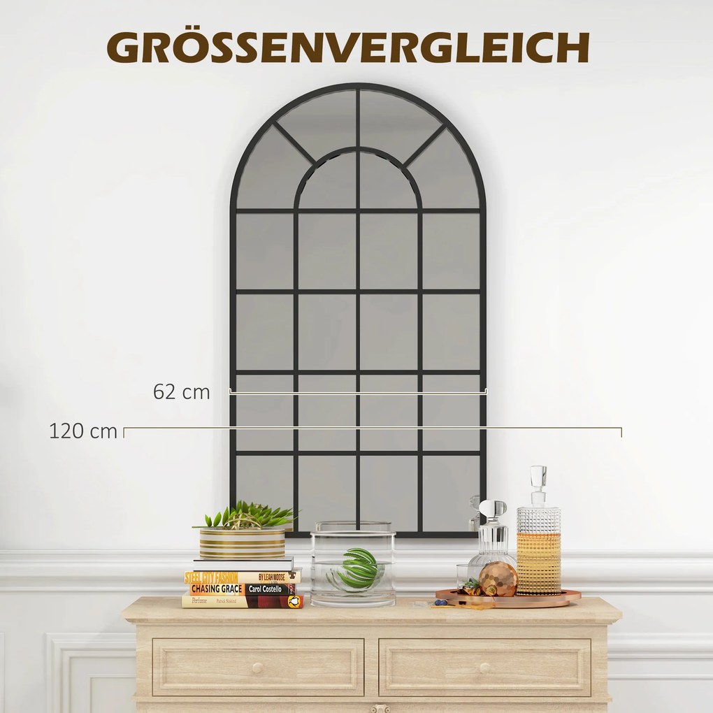 HOMCOM nástěnné zrcadlo šatní zrcadlo 110 x 62 cm zrcadlo do předsíně s kovovým rámem závěsné zrcadlo do obývacího pokoje zrcadlo do ložnice černé | …