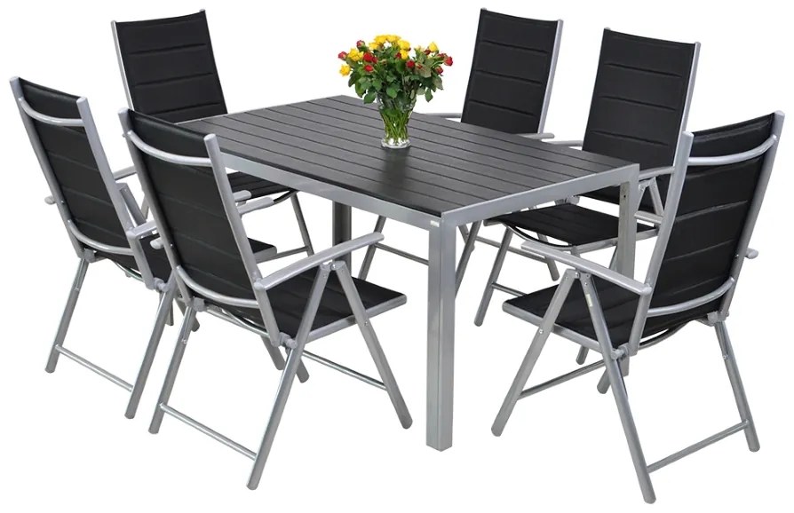 Zahradní sestava Ibiza Pollywood 150 cm Silver / Black 6+1