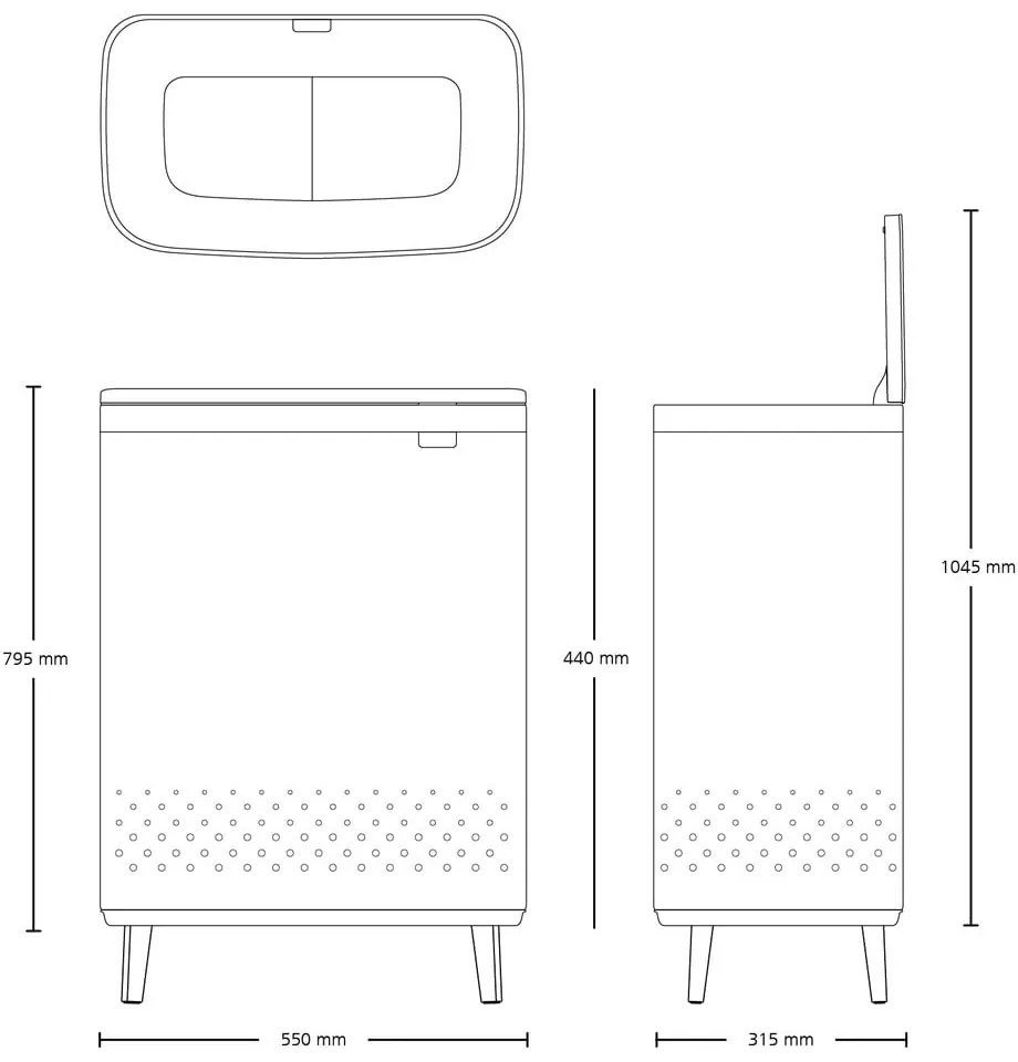 Matně černý kovový koš na prádlo 90 l Bo Hi – Brabantia