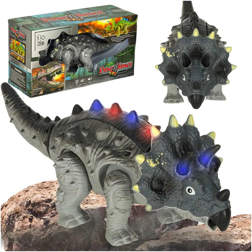 Creative Corner Dálkově ovládaný dinosaurus RC Triceratops chodí svítí řve