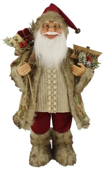 Dekorace Santa Claus Krémově-bordový 60cm